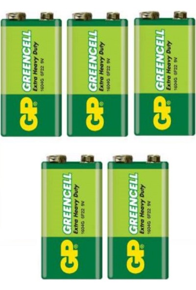 Gp Greencell Extra Güçlü 9 Volt Pil 5 Adet Gp Greencell Extra Güçlü 9 Volt Pil 5 Adet