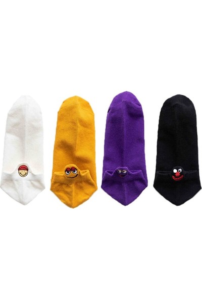 Çorapmanya 4 Çift Unisex Renkli Emojili Nakışlı Işlemeli Çorap Çorapmanya 4 Çift Unisex Renkli Emojili Nakışlı Işlemeli Çorap