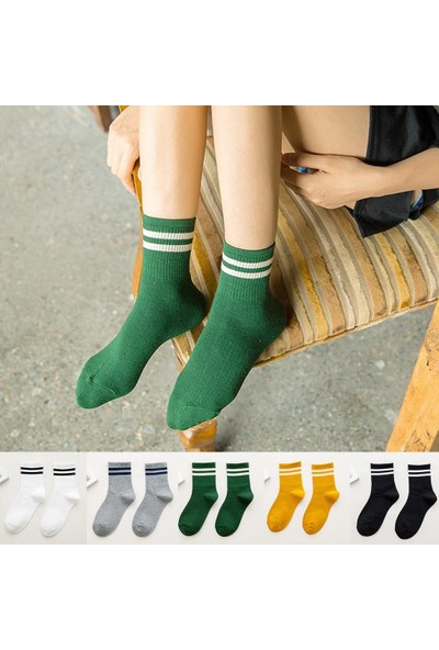 Çorapmanya 8' Li Unisex Karışık Renkli Çizgili Kolej Tenis Çorabı Çorapmanya 8' Li Unisex Karışık Renkli Çizgili Kolej Tenis Çorabı