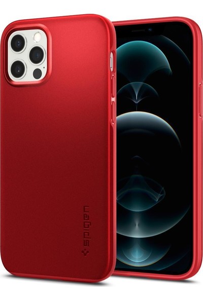 Spigen Apple iPhone 12 / iPhone 12 Pro Kılıf Thin Fit Pro Red - ACS02252