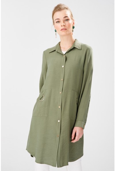 Ekol Kadın Yakalı Çıtçıtlı Tunik 6054428 Haki