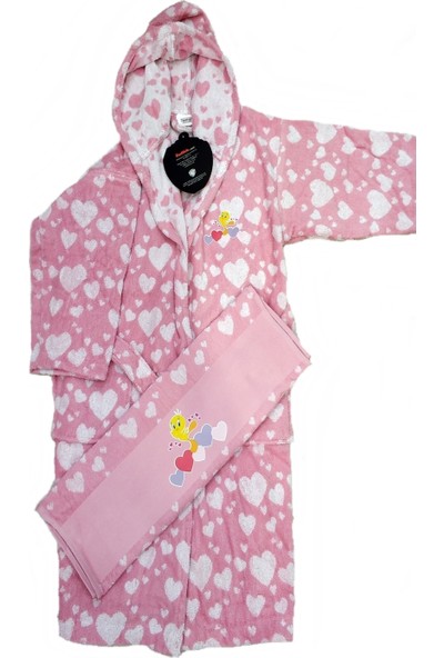 Özdilek Lisanslı Çocuk Bornoz Seti Tweety Heart 9-10 Yaş