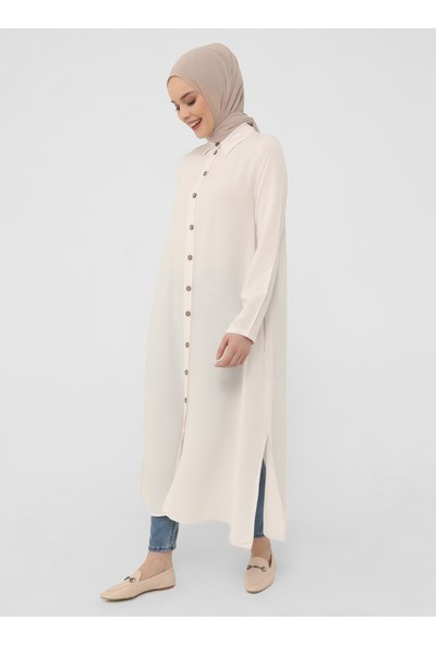 Refka Yanları Yırtmaçlı Uzun Boy Viskon Tunik