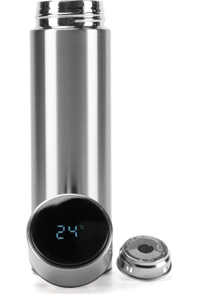 Daphnela LED Sıcaklık Göstergeli Akıllı Vakumlu Yalıtımlı Gri Termos 500ML
