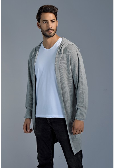 Chuba Erkek Kapüşonlu Uzun Triko Hırka 20W117