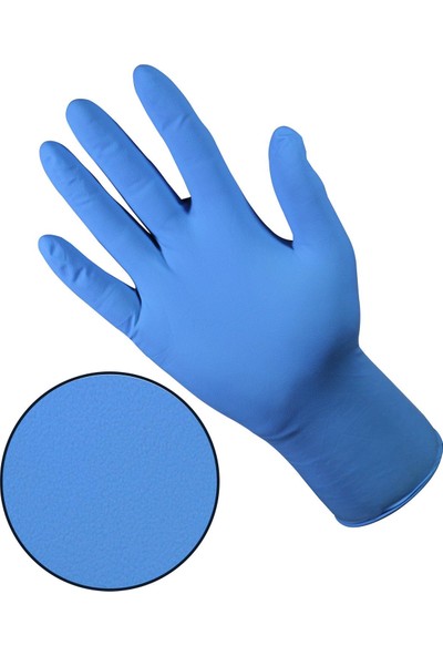 Nti-Glove Mavi Pudrasız Uzun Manşetli Latex Eldiven Koruyucu Kaydırmaz Dokulu 50LI Xl Beden