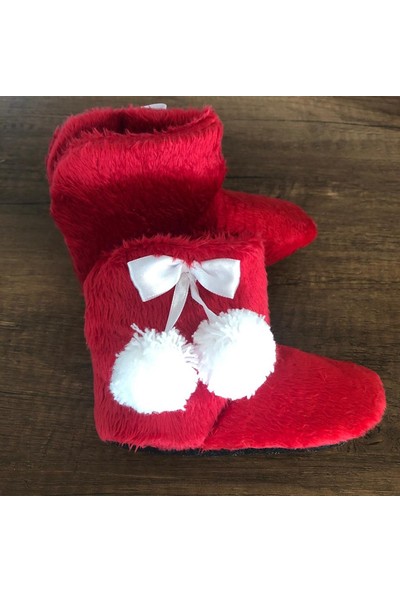 Pomidik Çocuk Panduf Ponponlu Kırmızı