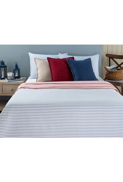 Madame Coco Boulon Tek Kişilik Baskılı Pike - Indigo / Kırmızı