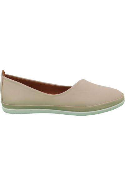 Beety Bej Deri Kadın Günlük Babet Ayakkabı 111-202