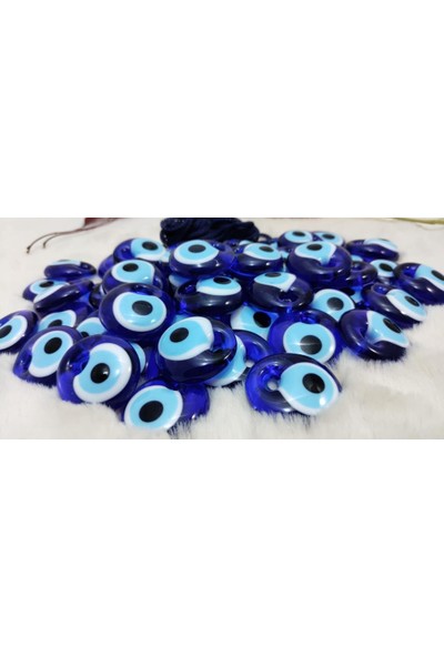 Hd Marketim Nazar Boncuğu 50 Adet 3,1 cm Delikli Cam Nazarlık Ağaç Süsleme Dekoratif Nazar