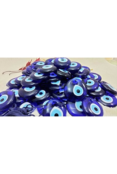 Hd Marketim Nazar Boncuğu 100 Adet 5,5 cm Delikli Cam Nazarlık Ağaç Süsleme Dekoratif Nazar