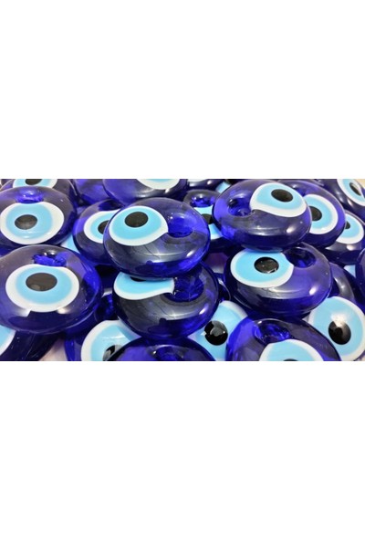 Hd Marketim Nazar Boncuğu 100 Adet 4,5 cm Delikli Cam Nazarlık Ağaç Süsleme Dekoratif Nazar