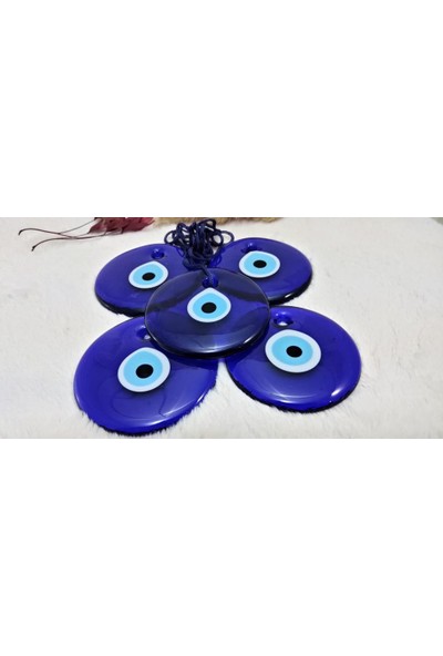 Hd Marketim Nazar Boncuğu 5 Adet 10,5 cm Delikli Cam Nazarlık Ağaç Süsleme Dekoratif Nazar
