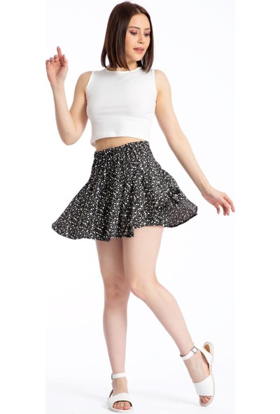 Giysa Kadın Çiçek Desen Şortlu Etek 4024