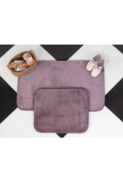 Madame Coco Carol 2'li Banyo Paspası - Koyu Mürdüm