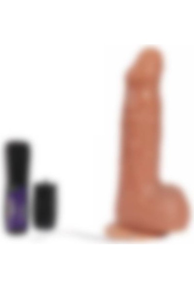 Lilitu Shop 18 cm 360° Oynar Başlı Titreşimli Vibratör Realistik Dildo