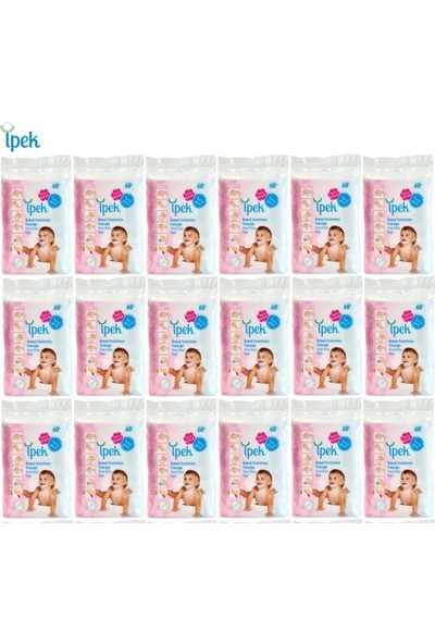 İpek Bebek Temizleme Pamuğu 1080 Adet (18 Paket x 60 Adet) İpek Bebek Temizleme Pamuğu 1080 Adet (18 Paket x 60 Adet)