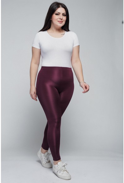 Ebsumu Büyük Beden Toparlayıcı Mürdüm Disco Tayt