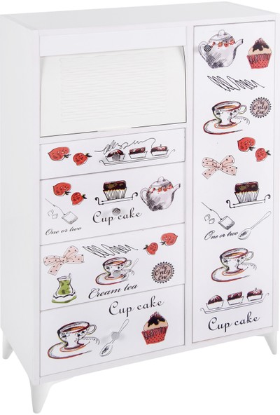 Evistro Ahşap Bombeli Çekmeceli Mutfak Kiler Dolabı Ekmeklik Latte Kurulu