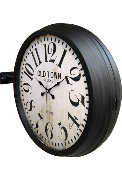 Platin Saat 40 cm Siyah Metal Sarı Istasyon Duvar Saati Platin Saat 40 cm Siyah Metal Sarı Istasyon Duvar Saati