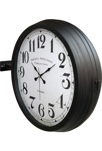 Platin Saat 40 cm Siyah Metal Regent Street Istasyon Duvar Saati Platin Saat 40 cm Siyah Metal Regent Street Istasyon Duvar Saati
