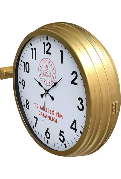 Platin Saat 40 cm Gold Metal Milli Eğitim Istasyon Duvar Saati Platin Saat 40 cm Gold Metal Milli Eğitim Istasyon Duvar Saati