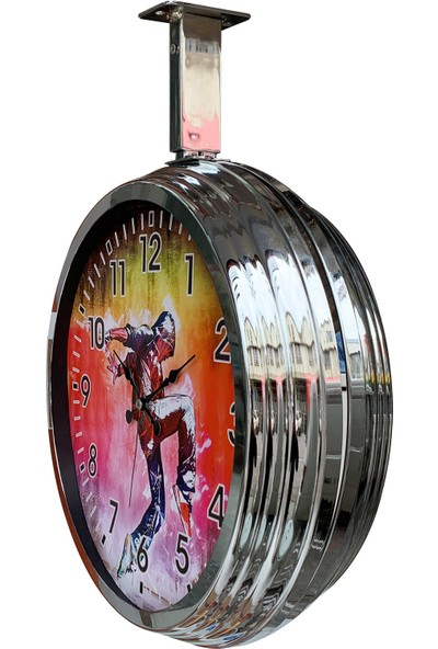 Platin Saat 40 cm Krom Metal Dansçı Dekoratif Istasyon Tavan Saati Platin Saat 40 cm Krom Metal Dansçı Dekoratif Istasyon Tavan Saati