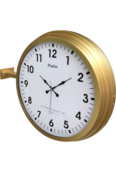 Platin Saat 40 cm Gold Metal Klasik Istasyon Duvar Saati Platin Saat 40 cm Gold Metal Klasik Istasyon Duvar Saati