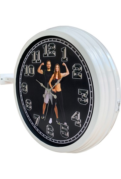Platin Saat 40 cm Beyaz Metal Fitness Istasyon Duvar Saati Platin Saat 40 cm Beyaz Metal Fitness Istasyon Duvar Saati