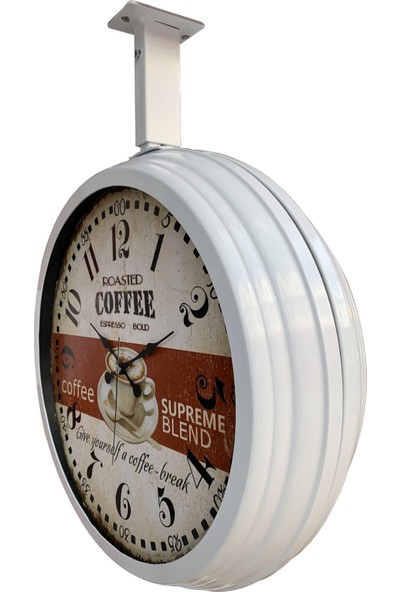 Platin Saat 40 cm Beyaz Metal Espresso Istasyon Tavan Saati Platin Saat 40 cm Beyaz Metal Espresso Istasyon Tavan Saati