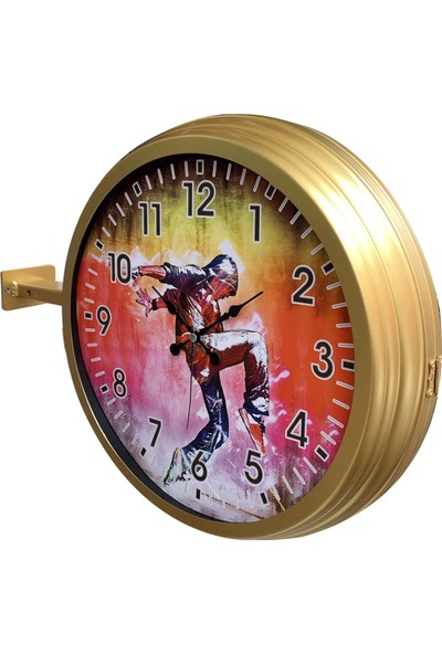 Platin Saat 40 cm Gold Metal Dansçı Dekoratif Istasyon Duvar Saati Platin Saat 40 cm Gold Metal Dansçı Dekoratif Istasyon Duvar Saati