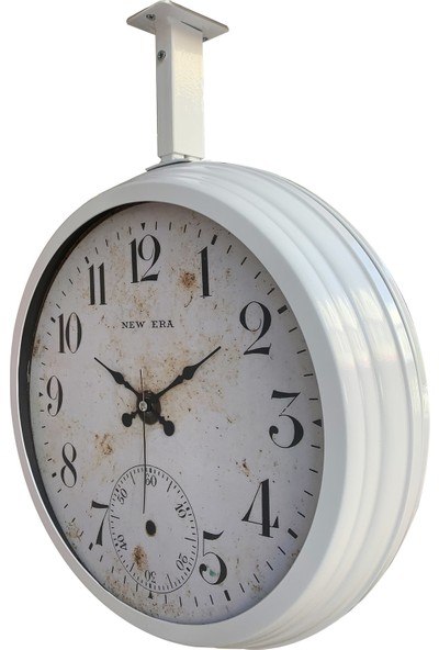 Platin Saat 40 cm Beyaz Metal Antik Eskitme Istasyon Tavan Saati Platin Saat 40 cm Beyaz Metal Antik Eskitme Istasyon Tavan Saati