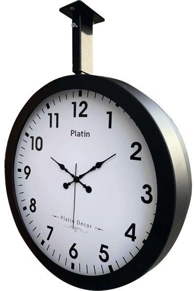 Platin Saat 36 cm Siyah Metal Klasik Istasyon Tavan Saati Platin Saat 36 cm Siyah Metal Klasik Istasyon Tavan Saati