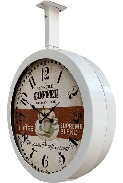 Platin Saat 36 cm Beyaz Metal Espresso Istasyon Tavan Saati Platin Saat 36 cm Beyaz Metal Espresso Istasyon Tavan Saati
