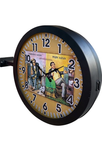 Platin Saat 36 cm Siyah Metal Peşin Satan Istasyon Duvar Saati