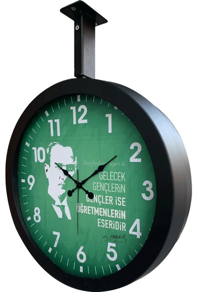 Platin Saat 36 cm Siyah Metal Öğretmenler Günü Istasyon Tavan Saati