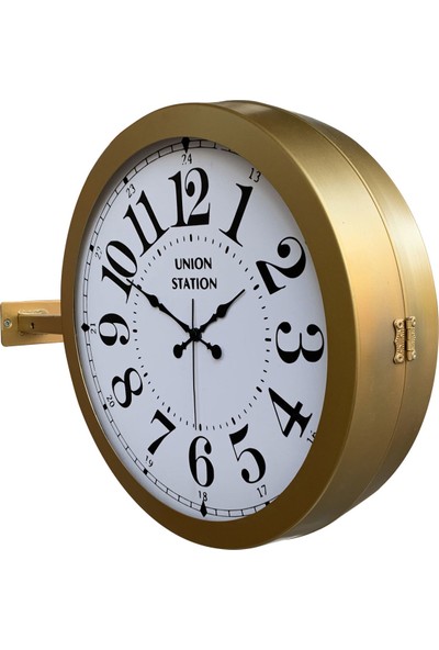 Platin Saat 36 cm Gold Metal Klasik Istasyon Duvar Saati Platin Saat 36 cm Gold Metal Klasik Istasyon Duvar Saati