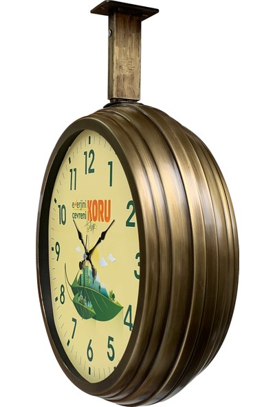 Platin Saat 40 cm Eskitme Metal Çevre Istasyon Tavan Saati