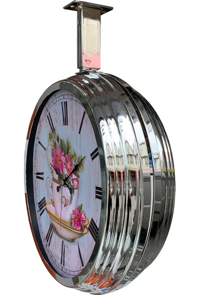 Platin Saat 40 cm Krom Metal Mutfak Istasyon Tavan Saati Platin Saat 40 cm Krom Metal Mutfak Istasyon Tavan Saati