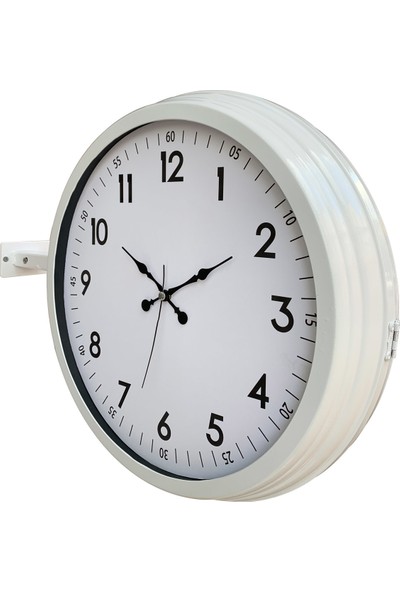 Platin Saat 40 cm Beyaz Metal Klasik Istasyon Duvar Saati Platin Saat 40 cm Beyaz Metal Klasik Istasyon Duvar Saati