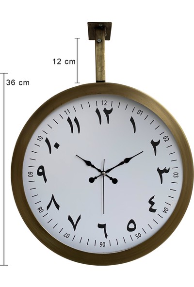 Platin Saat 36 cm Eskitme Metal Arapça Istasyon Tavan Saati