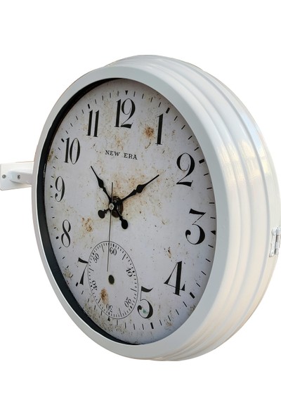 Platin Saat 40 cm Beyaz Metal Antik Eskitme Istasyon Duvar Saati Platin Saat 40 cm Beyaz Metal Antik Eskitme Istasyon Duvar Saati