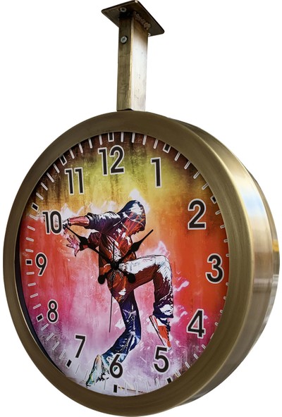 Platin Saat 36 cm Eskitme Metal Dansçı Dekoratif Istasyon Tavan Saati