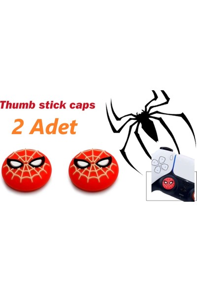Feza Ps5 Dualsense 2 Adet Spiderman Kabartma Desenli Analog Başlığı