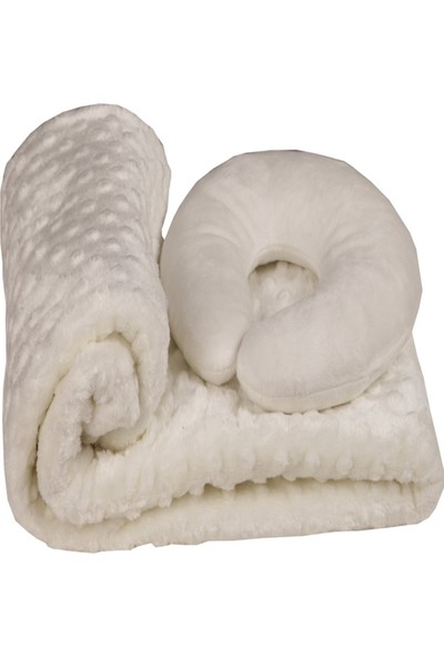 Özdilek Tomurcuk Bebek Battaniyesi Krem + Boyun Yastığı