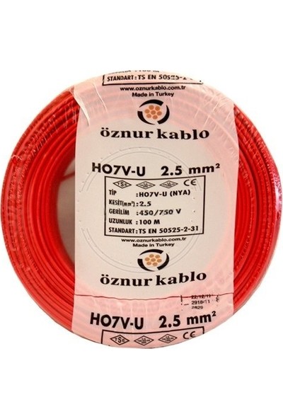 Öznur 2,5 Nya Kablo Tam Bakır (100 Metre)