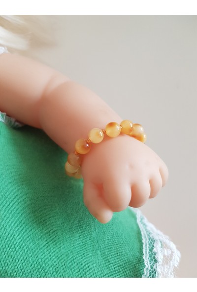 Kehribar Sarayı Kehribar Prematüre Bebek Bileklik Tam Yuvarlak 11 cm Sertifikalı