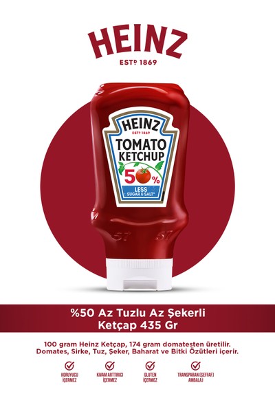Heinz %50 Az Tuzlu Az Şekerli Ketçap 435 gr Heinz %50 Az Tuzlu Az Şekerli Ketçap 435 gr