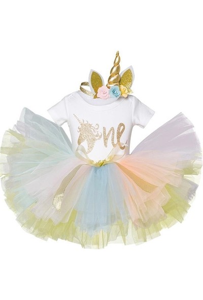 Bba New Trend 1 Yaş Unicorn Tütü Doğum Günü Etek,1 Yaşım Tütü Etek Badi