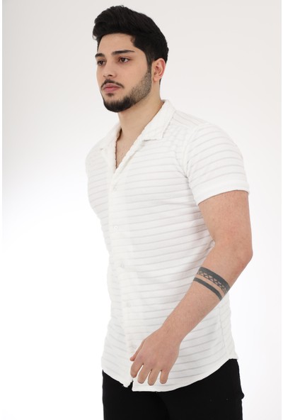 Stil Kombin Simetrik Desenli Kısakol Havlu Gömlek Stil Kombin Simetrik Desenli Kısakol Havlu Gömlek